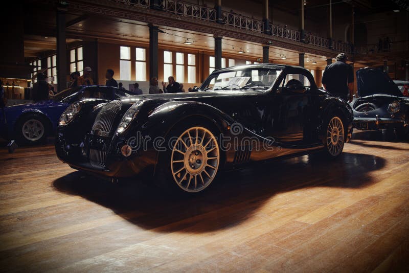 Black Morgan Plus 4 Coupe Car at a Salon Editorial Stock Image - Image ...
