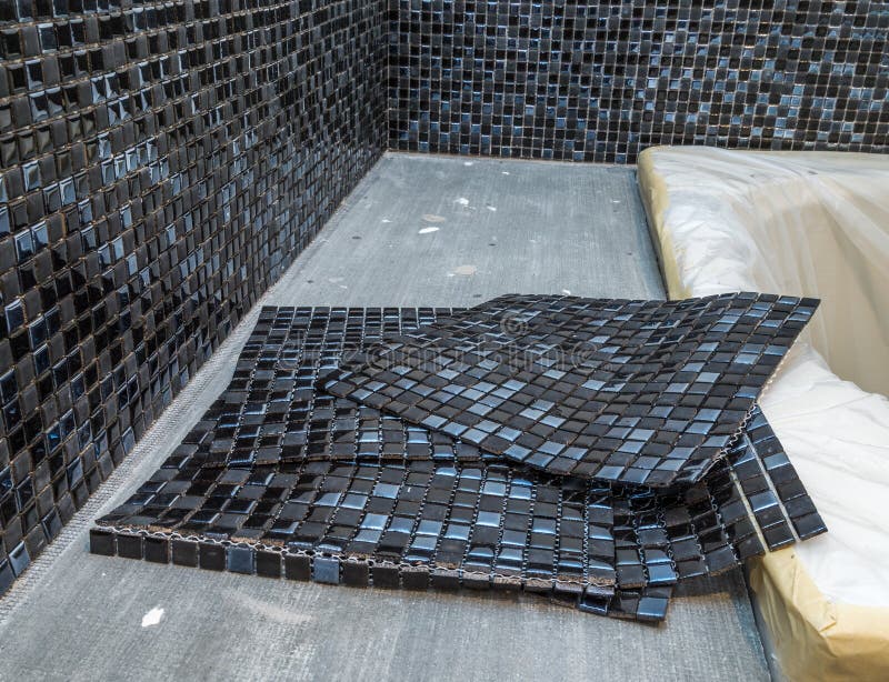 Black mosaic tiles stock photo. Image of construction - 49571204