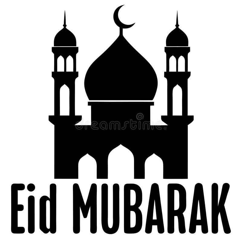 A Black Mosque Minaret Silhouette for Eid Mubarak Stock Vector ...