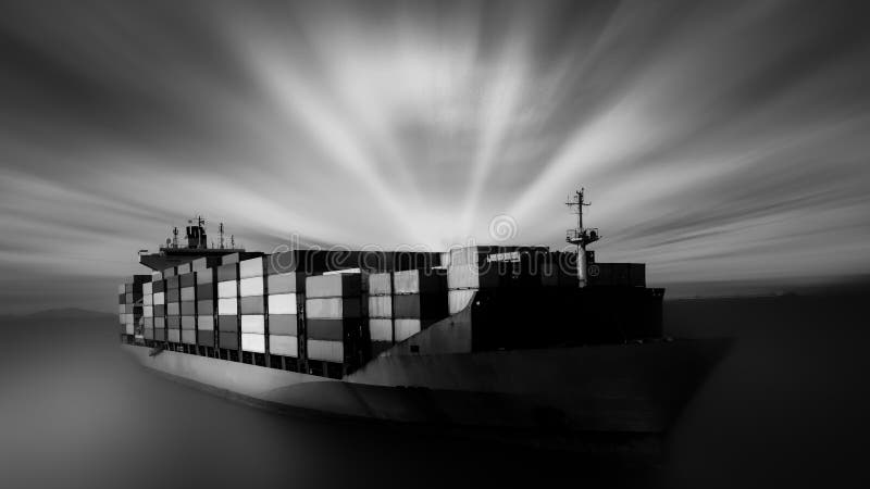 Black and Black Motion Blur Ship Container Transporting Large Cargo ...