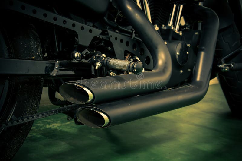 The motorcycle exhaust stock photo. Image of iron, detail - 145912066