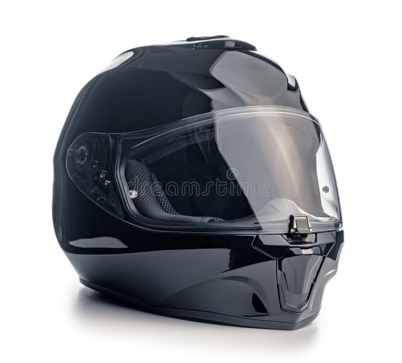 Black Motorcycle Helmet Isolated on White Background Stock Image ...