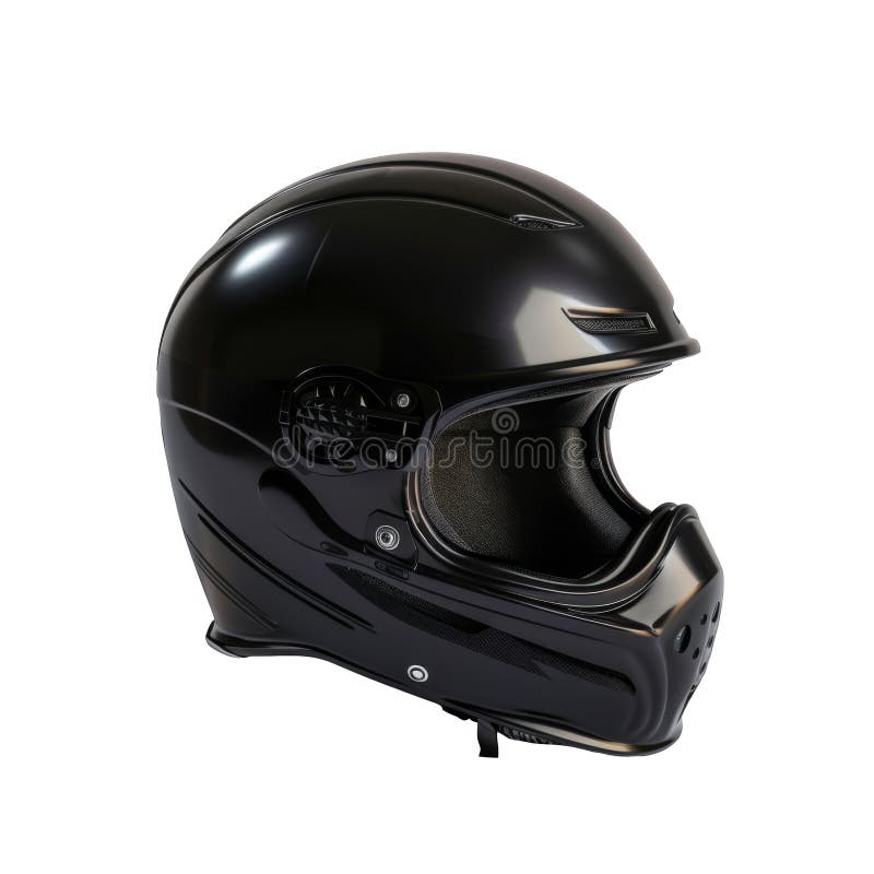 Black Motorcycle Helmet with Visor and Vent Stock Photo - Illustration ...