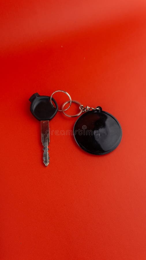Black Motorcycle Key with Black Round Keychain. Keychain Mockup for ...