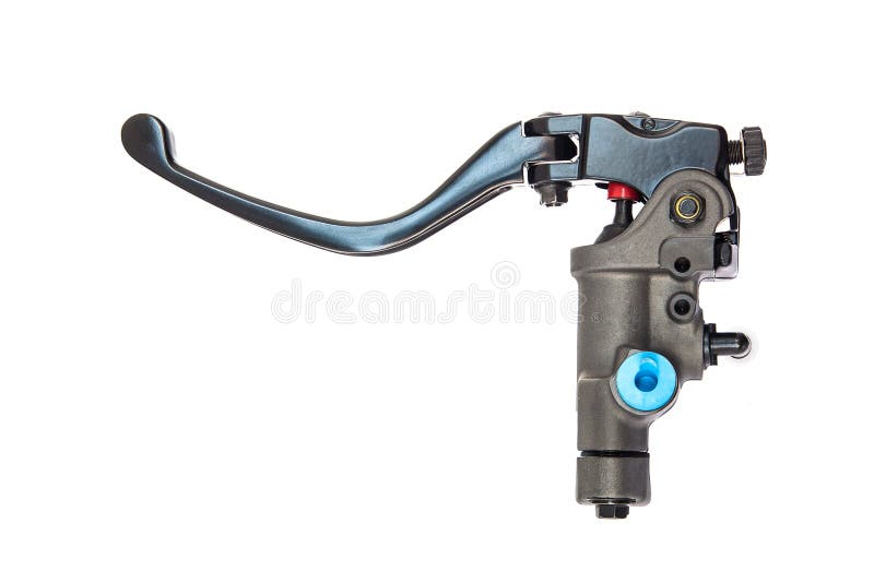 A Black Motorcycle Lever Isolated on White Stock Photo - Image of ...