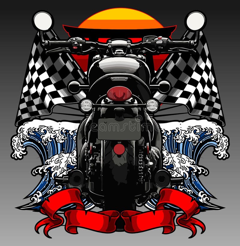 Black motorcycle rear view stock vector. Illustration of bike - 264241193