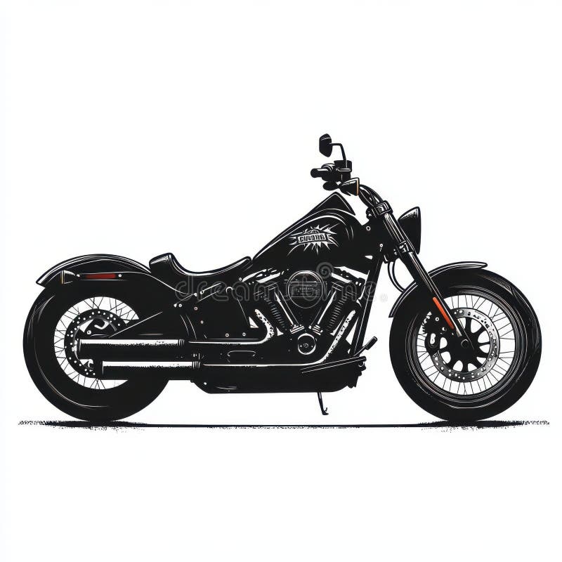 Black Motorcycle Side Profile Powerful Engine Design Stock Illustration ...