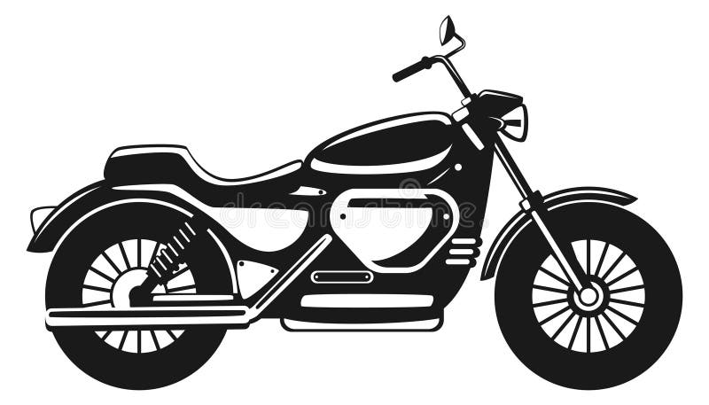 A Black Motorcycle with a White Stripe Stock Vector - Illustration of ...