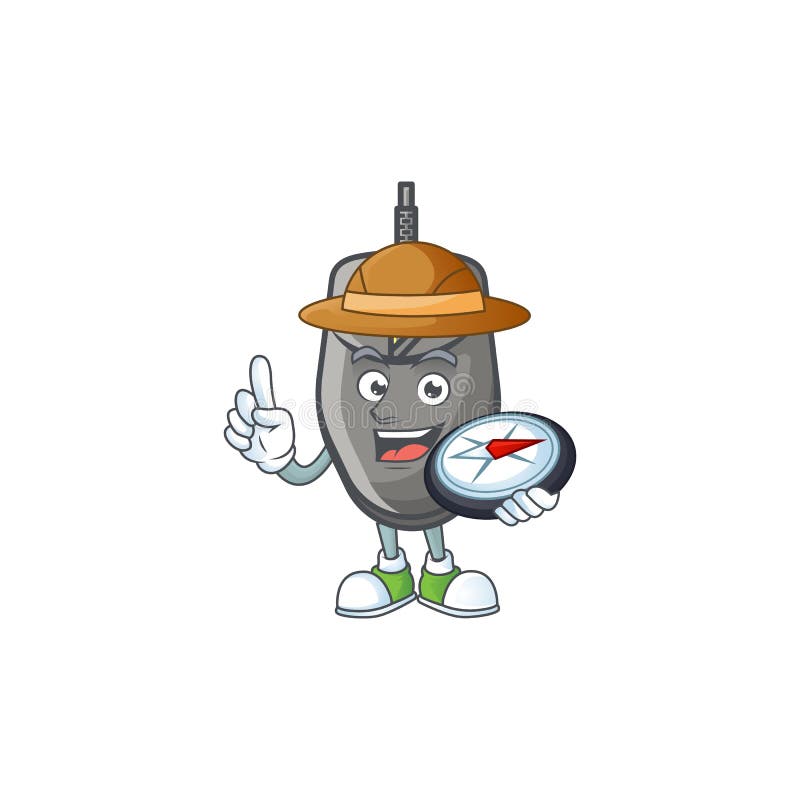 A Black Mouse Explorer Cartoon Design Having a Compass Stock Vector ...