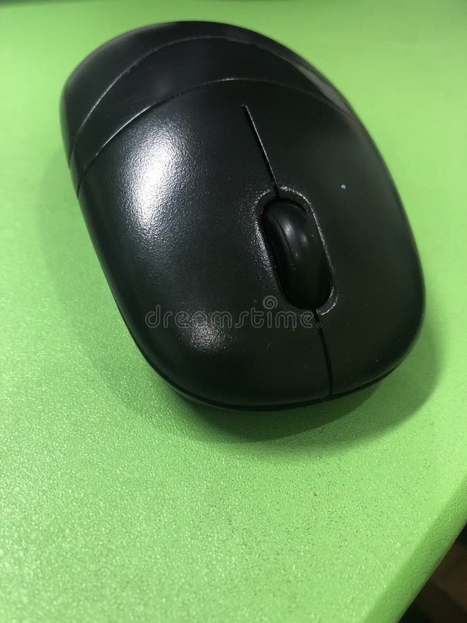 Black Mouse at the Green Background Stock Image - Image of computer ...