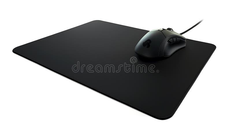 A Black Mouse Pad with a Black Computer Mouse on it Stock Illustration ...