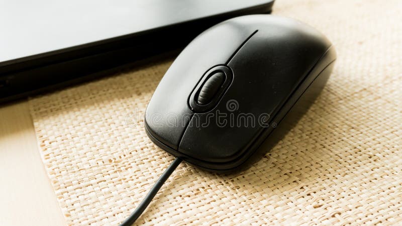 Black Mouse Single Connect To Computer Stock Image - Image of computer ...