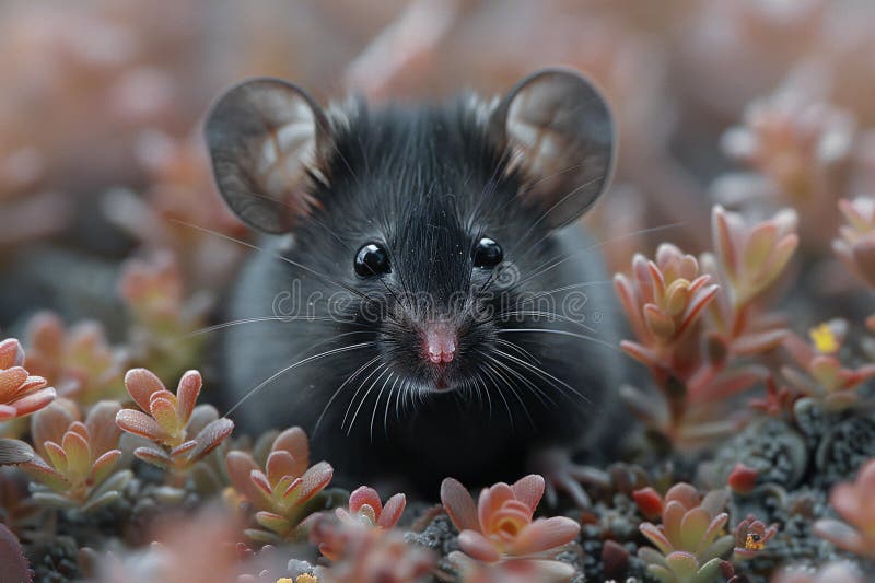 The Black Mouse is Standing in Some Plants, High Quality, High ...
