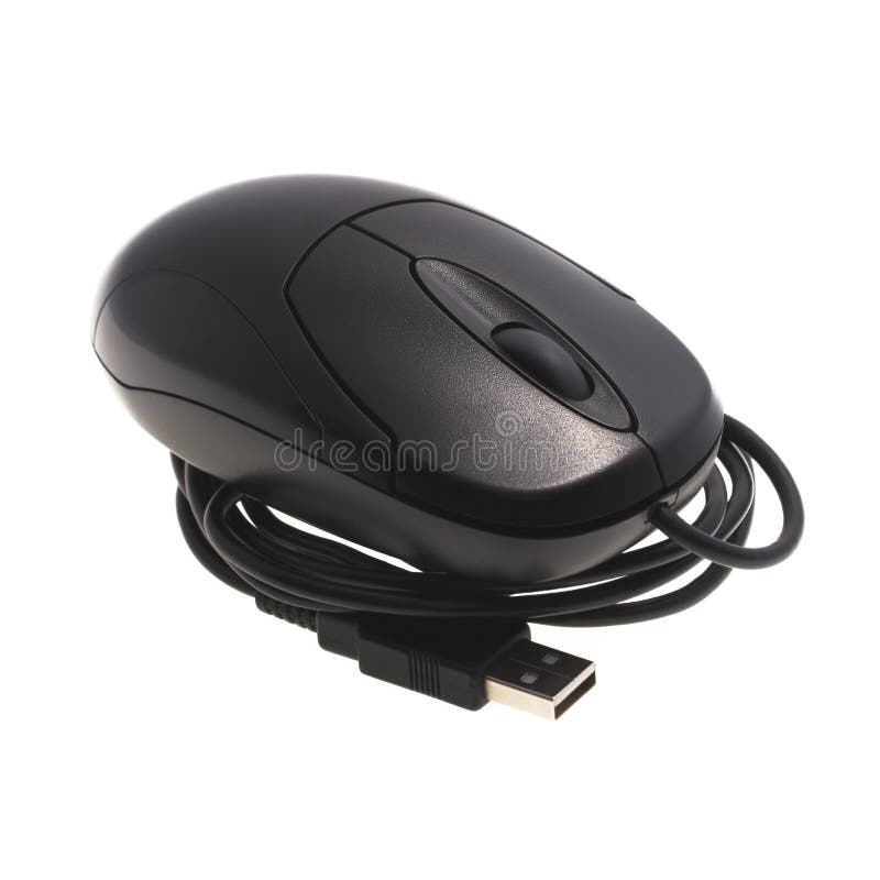Black Mouse with Usb Cable Isolated on White Stock Image - Image of ...