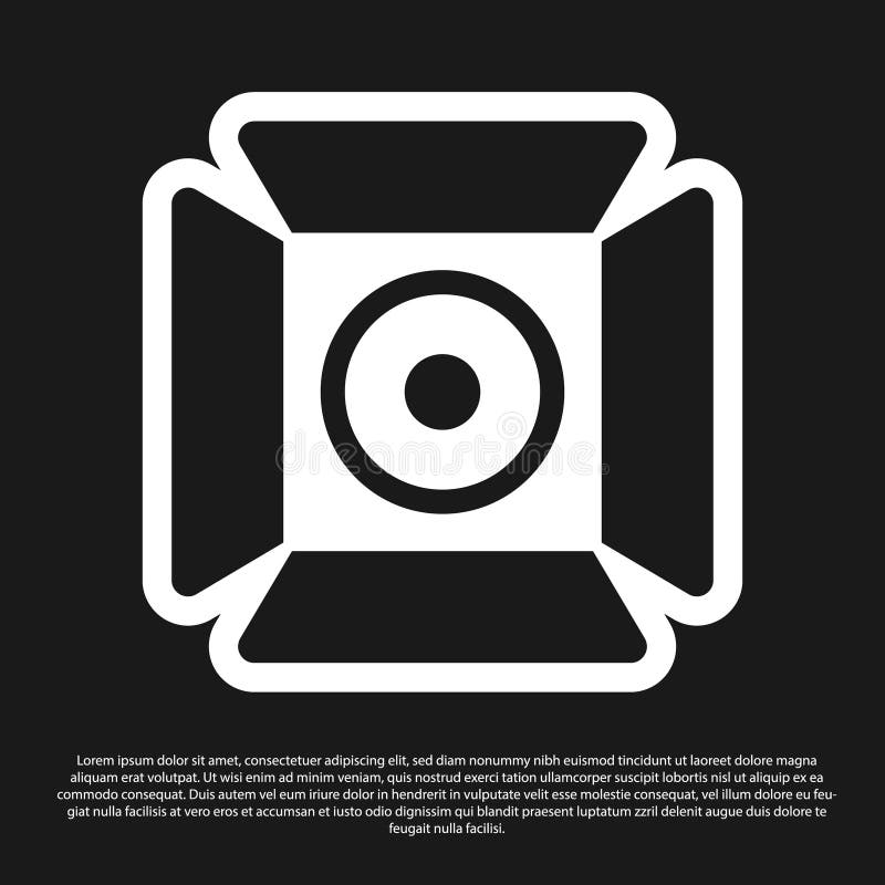 Black Movie Spotlight Icon Isolated on Black Background. Light Effect ...
