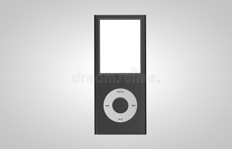 Black MP3 Player on grey stock illustration. Illustration of scene ...