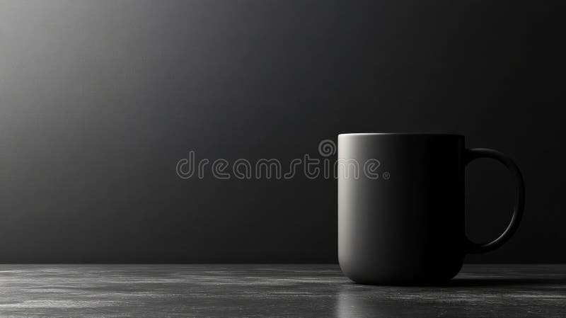 Black Mug on Dark Textured Surface in a Studio Setting with Minimal ...