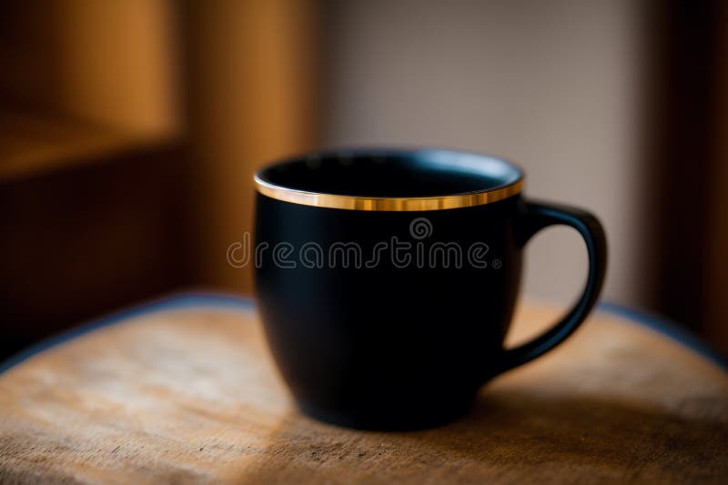 A Black Mug. Noir Elegance. a Stylish Black Mug Stock Illustration ...