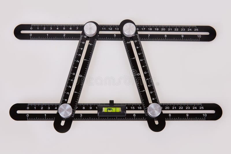 Black Multi Function Ruler Isolated on White Background. Stock Photo ...