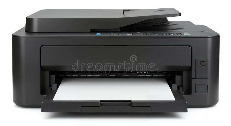 Black All-in-One Printer stock illustration. Illustration of white ...
