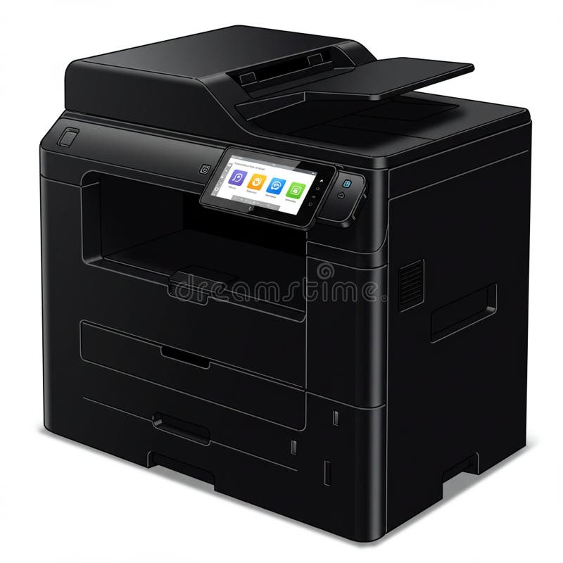 Black Multifunction Printer with a Sleek Design, Featuring a Digital ...