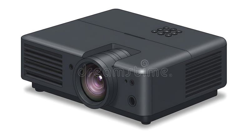 Black Multimedia Projector with a Rectangular Shape, Featuring a ...