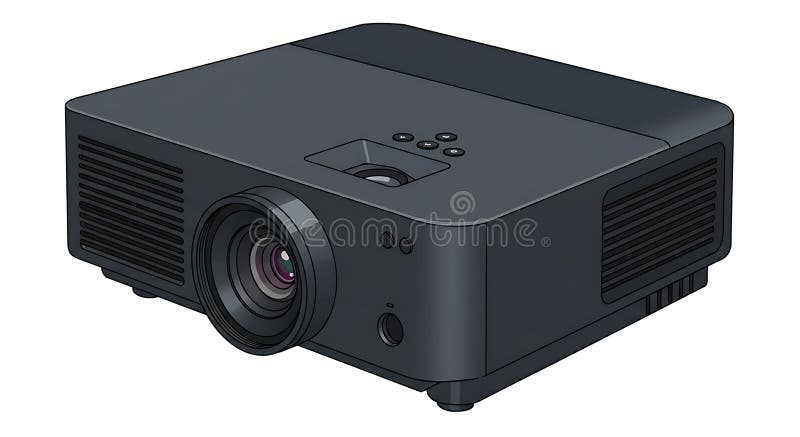A Black Multimedia Projector with a Rectangular Shape and Rounded ...