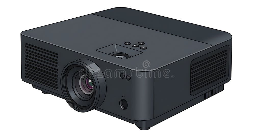 A Black Multimedia Projector with a Rectangular Shape and Rounded ...