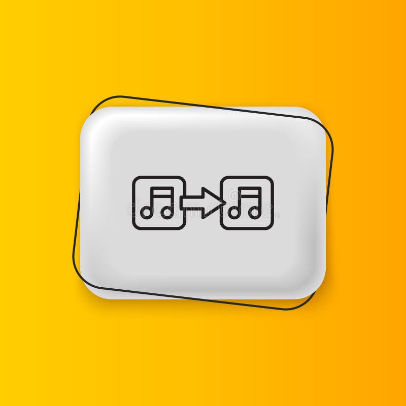 Black Music Note, Tone Icon Isolated on Yellow Background. Silver ...