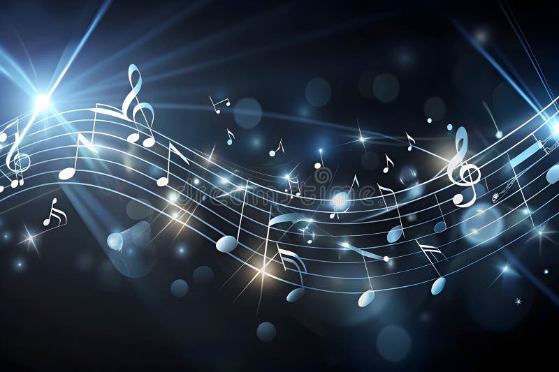 Black Music Notes on Dark Background Stock Illustration - Illustration ...