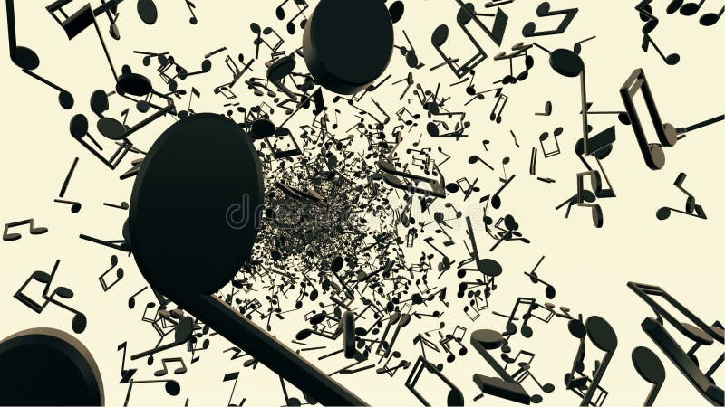 Black Music Notes Flying from Envelope. Animation Classic Paper ...