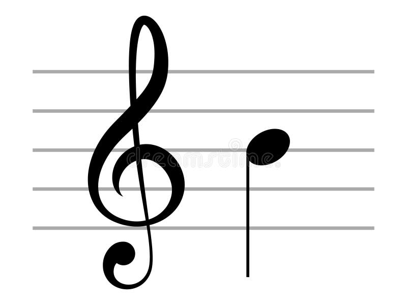 Black Music Symbol of G Clef with Note B or SI on Ledger Lines Stock ...