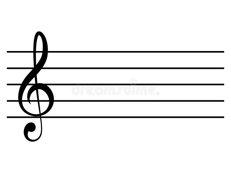 Black Music Symbol of G Clef on Staff Lines Stock Vector - Illustration ...