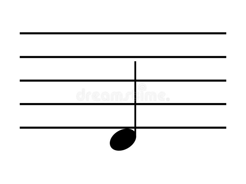 Black Music Symbol of Note D or RE on Staff Lines Stock Vector ...