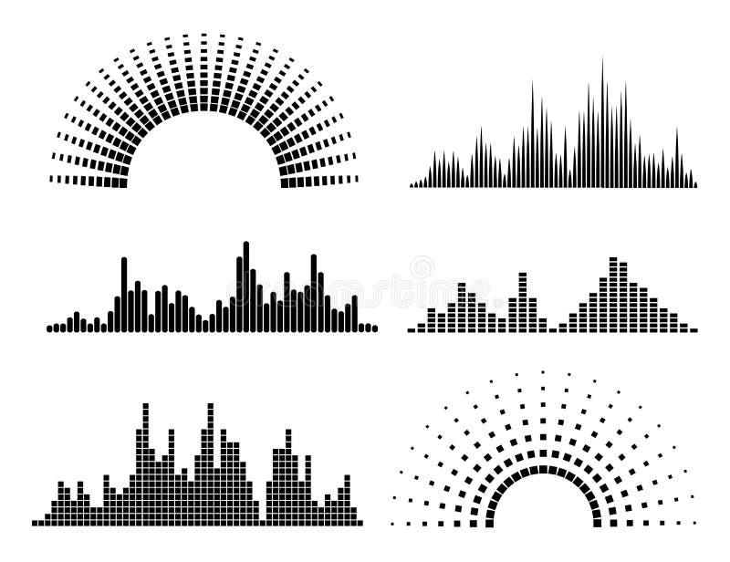 Signal Wave Set. Vector Analog Signals and Digital Sound Waves Forms ...