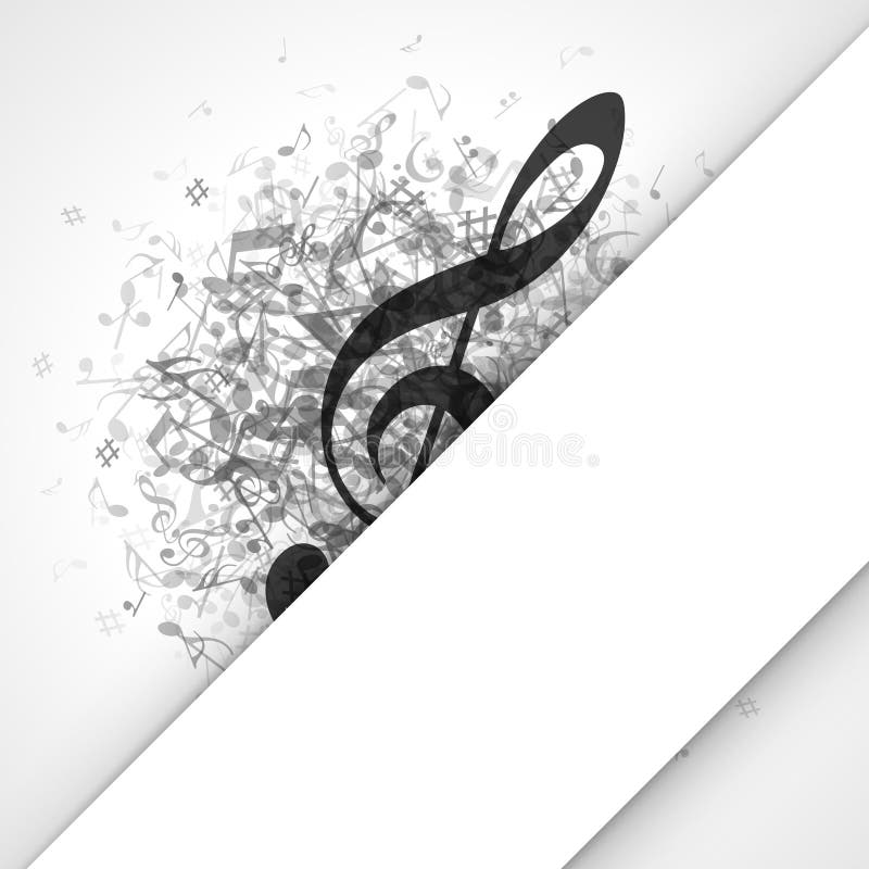 Black Musical Explosion of Notes Vector Template. Monochrome Art with ...