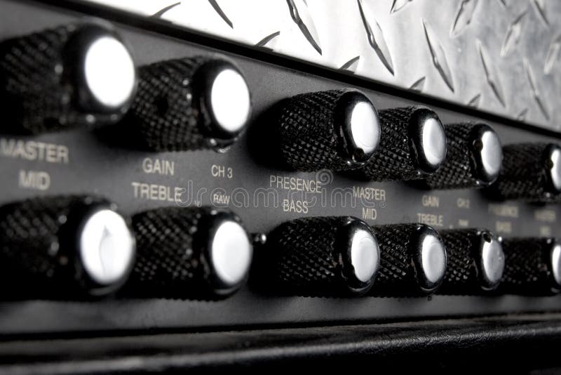 Black Musical Guitar Amplifier Panel Stock Photo - Image of volume ...