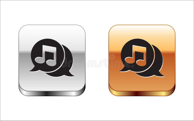 Black Musical Note in Speech Bubble Icon Isolated on White Background ...