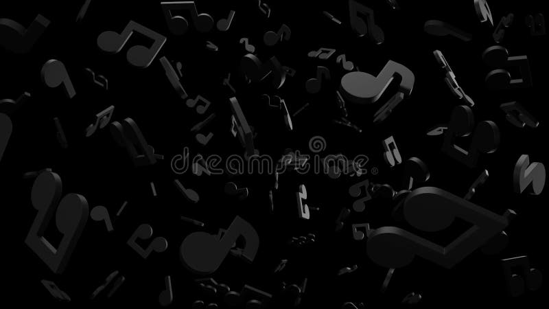 Black Musical Notes on Black Background Stock Footage - Video of ...
