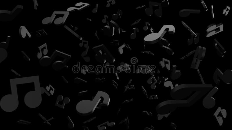 Black Musical Notes on Black Background. Stock Illustration ...