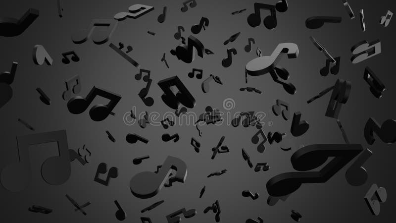 Black Musical Notes on Gray Background. Stock Illustration ...