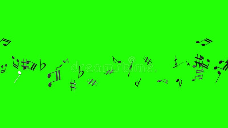 Black Musical Notes on Green Chroma Key Background. Stock Video - Video ...