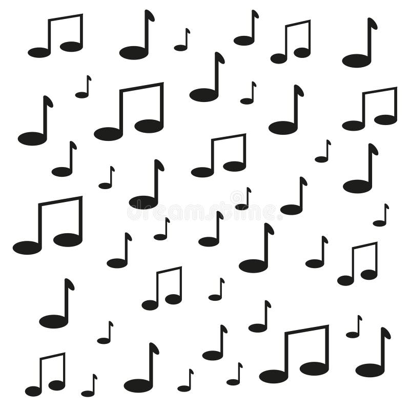 Black Musical Notes Scattered Across a White Background, Creating a ...
