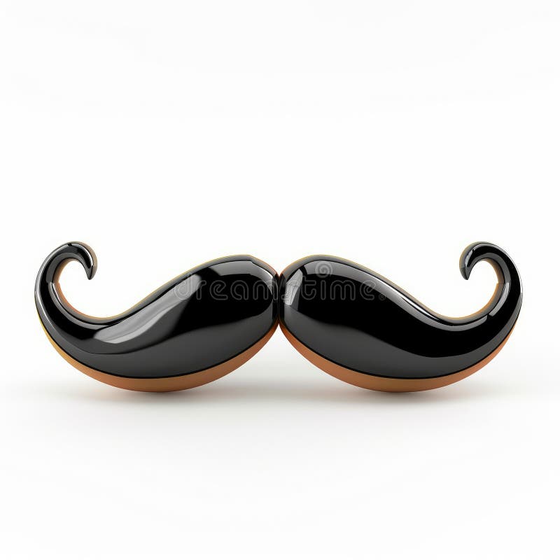 Stylish Black Mustache, 3D Render on White Background Stock ...