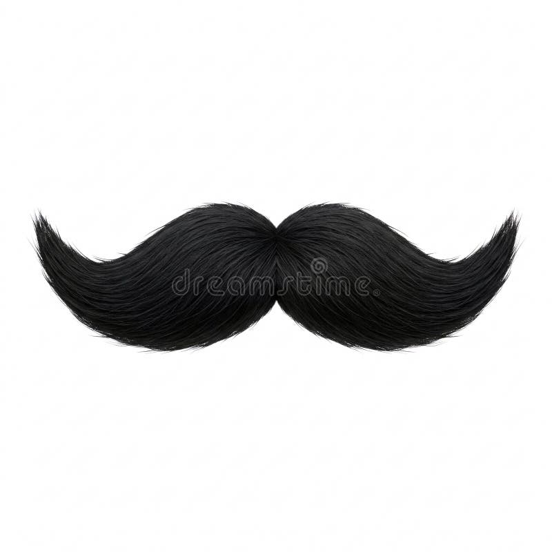 Black Mustache with a Defined Texture, Isolated on a White Stock ...