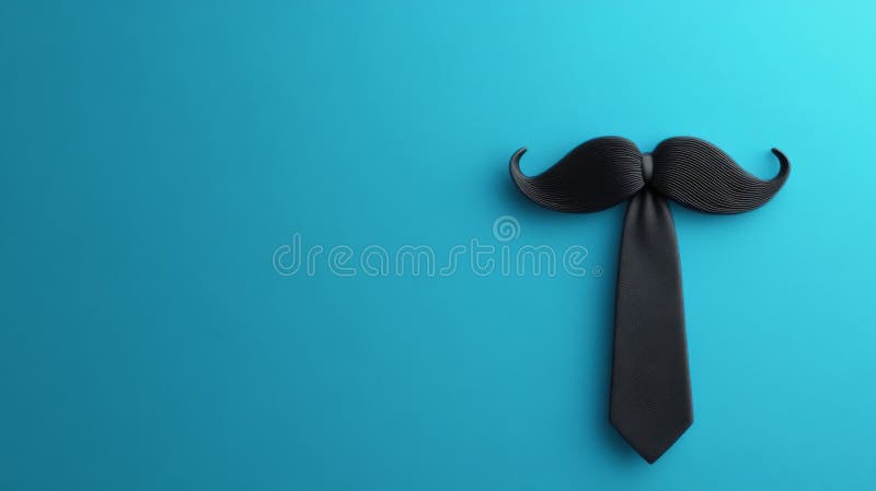 Black Mustache and Tie on Blue Background Stock Illustration ...