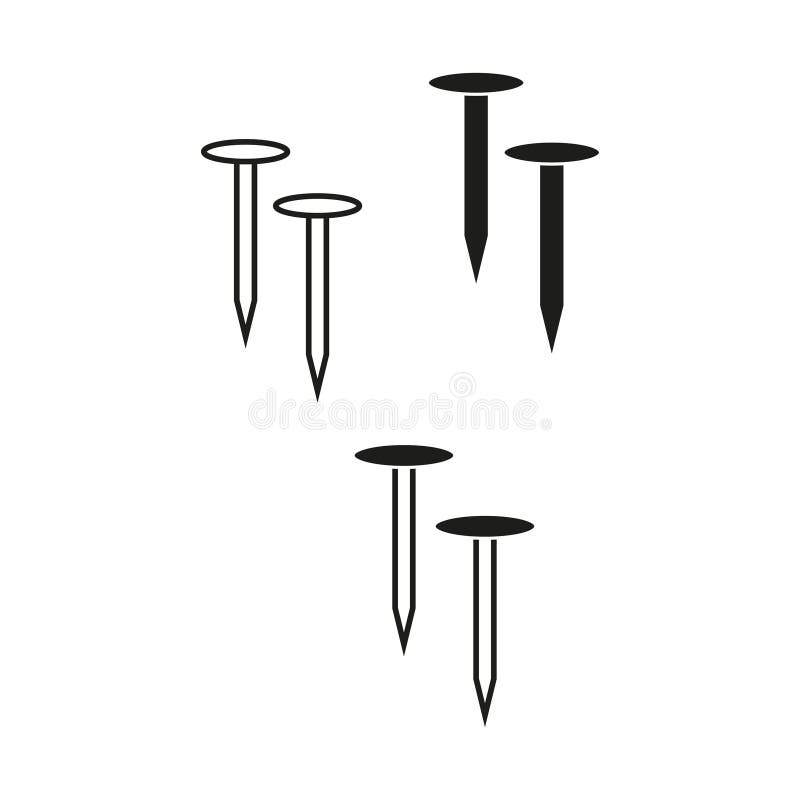 Black Nails Set. Simple Hardware Icons. Vector Illustration ...