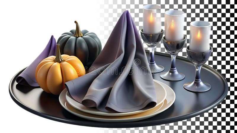 Black Napkin with Cutlery, Elegant Table Setting, Dining Decor Png Transparent Image Generative ...