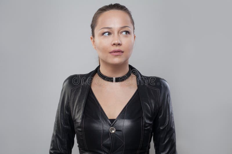 Black Necklace on Neck of Nice Model Woman Stock Image - Image of ...