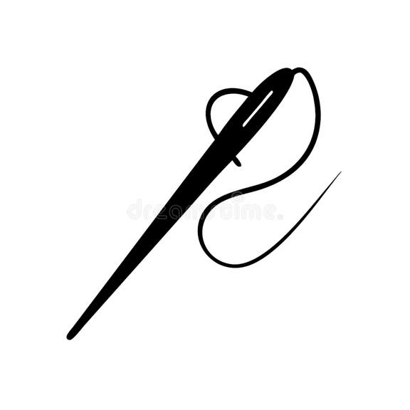 Black Needle with a Curved Thread Illustrates Sewing and Textiles on a ...
